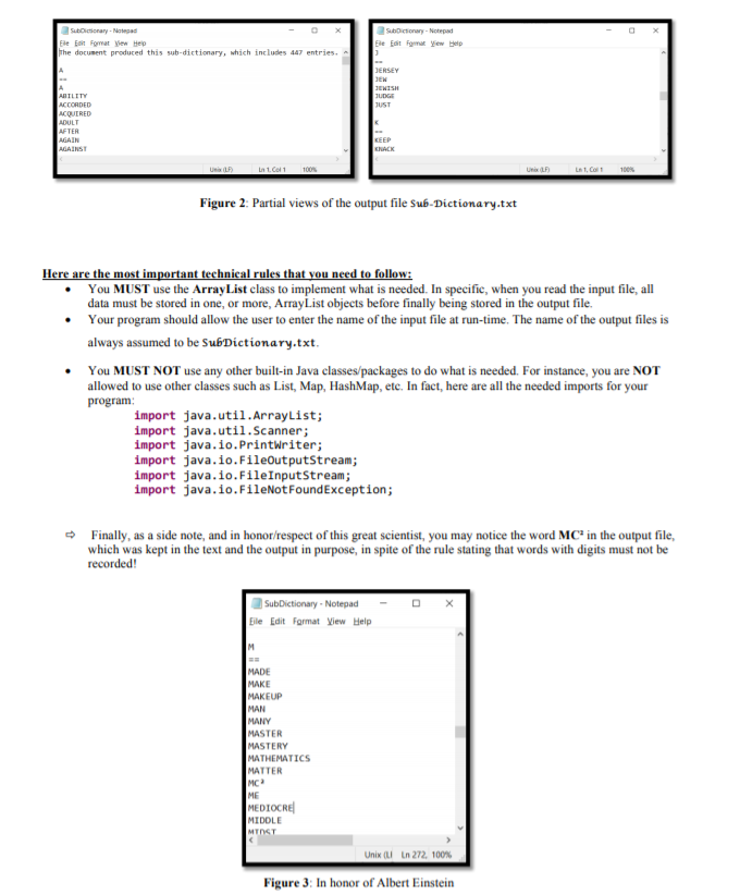Solved Part 1: ArrayList & File I/O Sub-Dictionary Creator | Chegg.com