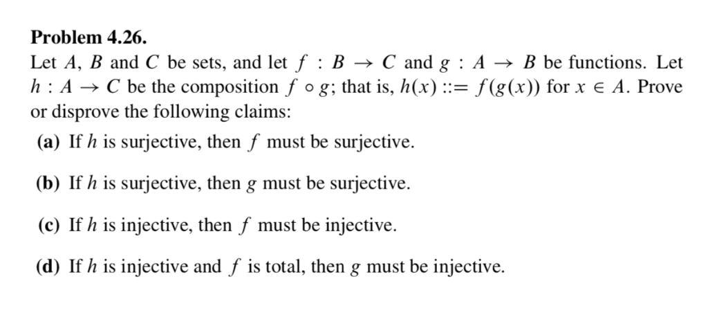 Solved Problem 4.26. Let A, B and C be sets, and let f : B - | Chegg.com