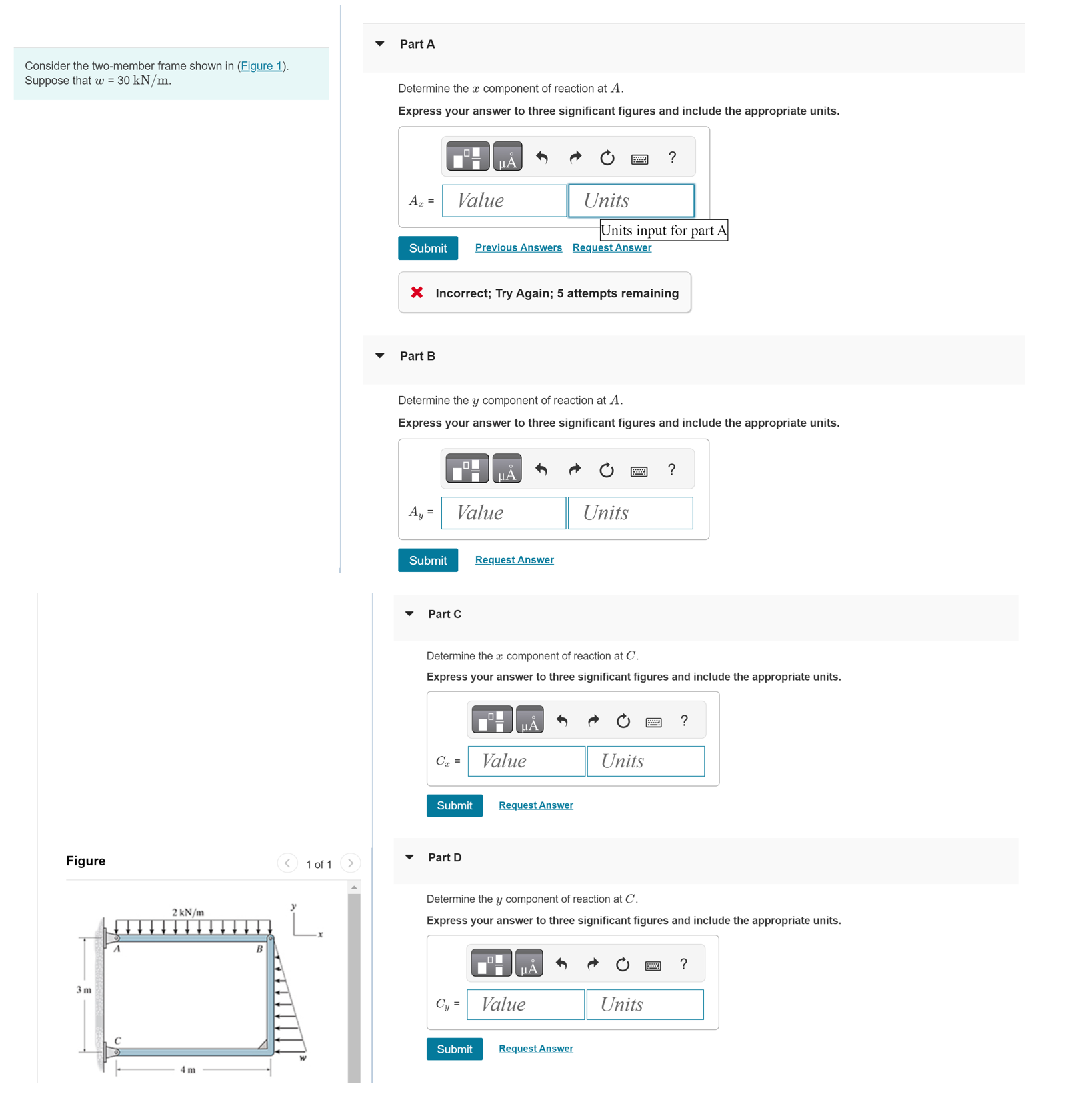Solved Consider the two-member frame shown in (Figure | Chegg.com