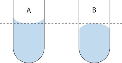 Solved 14. A meniscus forms when water is placed into a | Chegg.com
