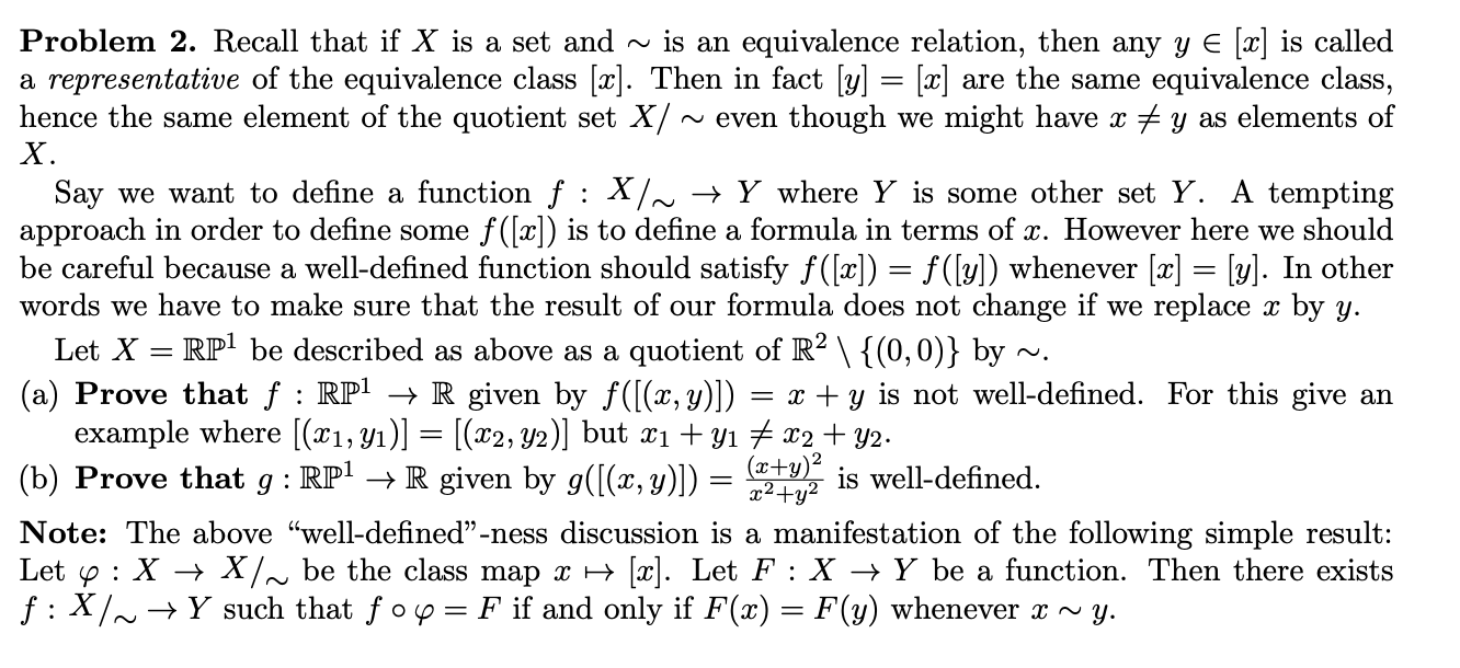Solved Problem 2. Recall that if X is a set and ∼ is an | Chegg.com