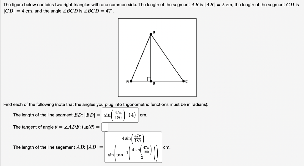 Solved The figure below contains two right triangles with | Chegg.com