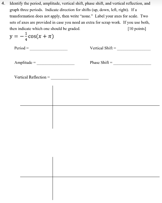 Solved Identify the period, amplitude, vertical shift, phase | Chegg.com