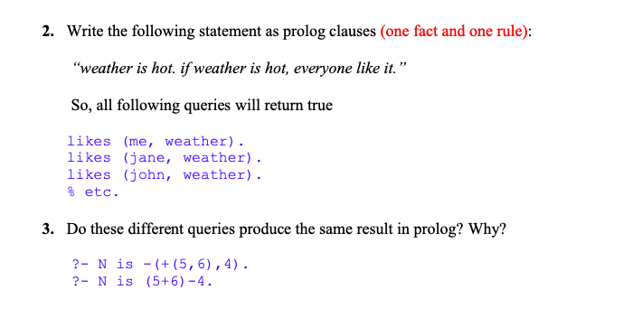 Solved 2 Write The Following Statement As Prolog Clauses 5992