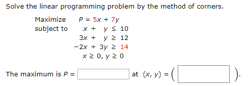 Solved Solve the linear programming problem by the method of | Chegg.com