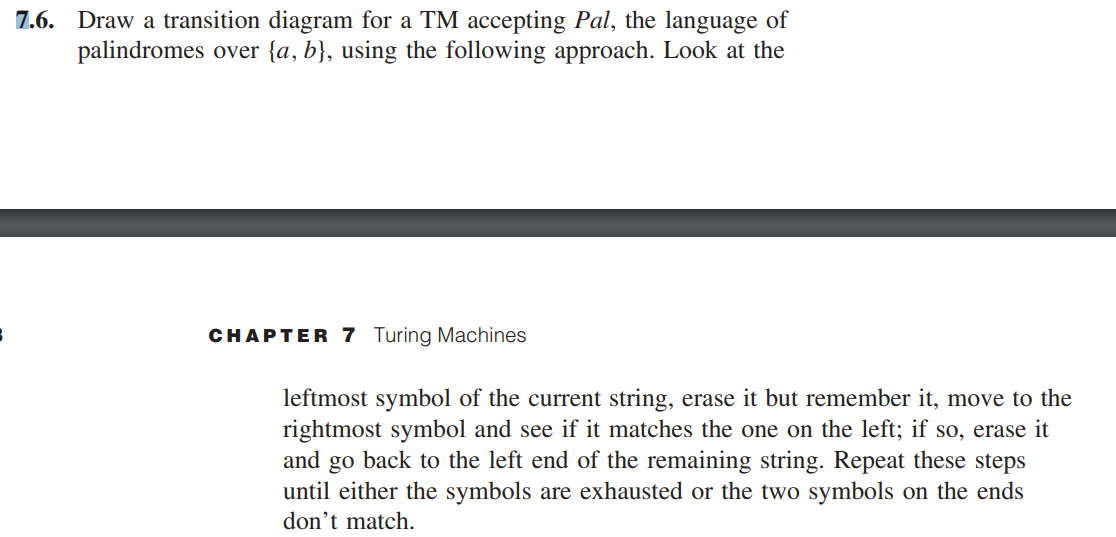 Solved 7.7. Draw a transition diagram for a TM accepting | Chegg.com
