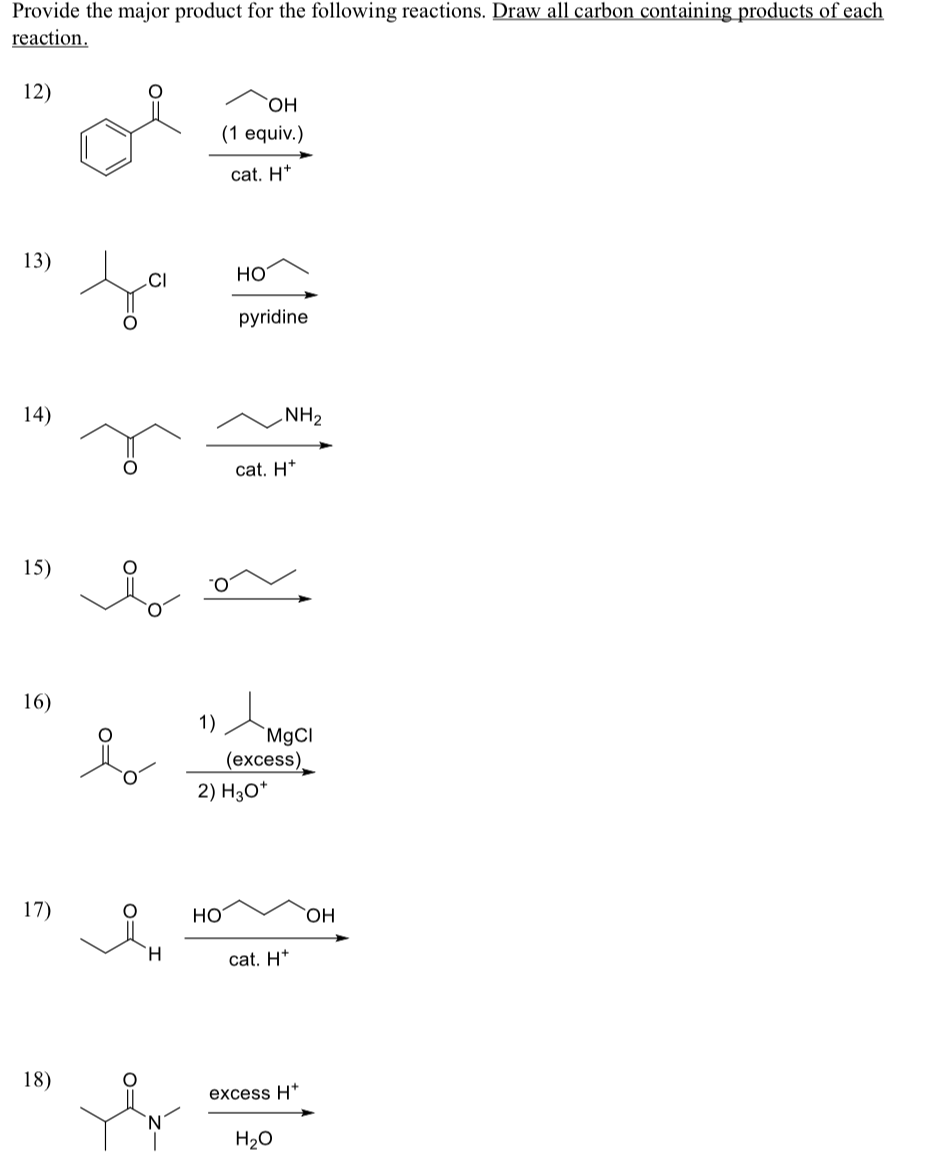 Solved Provide the major product for the following | Chegg.com