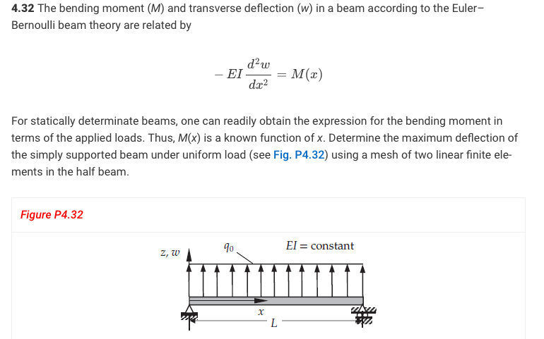 4.32 The bending moment (M) and transverse deflection | Chegg.com