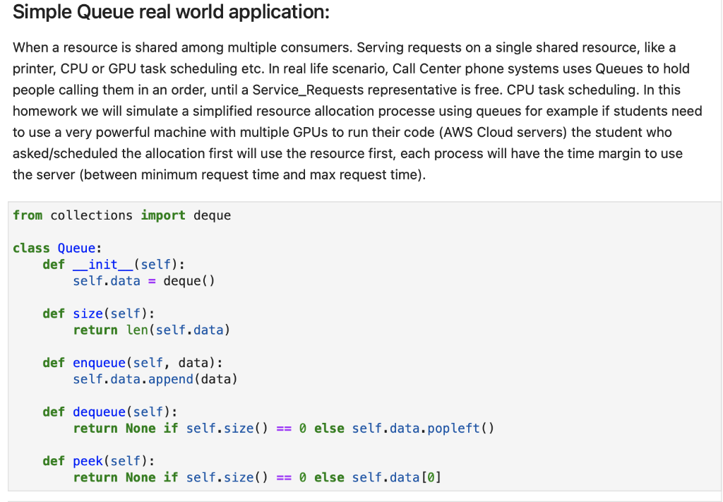 Simple Queue real world application: When a resource | Chegg.com