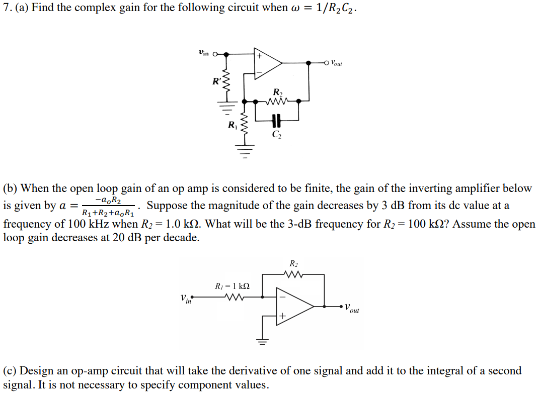 7. (a) Find the complex gain for the following | Chegg.com