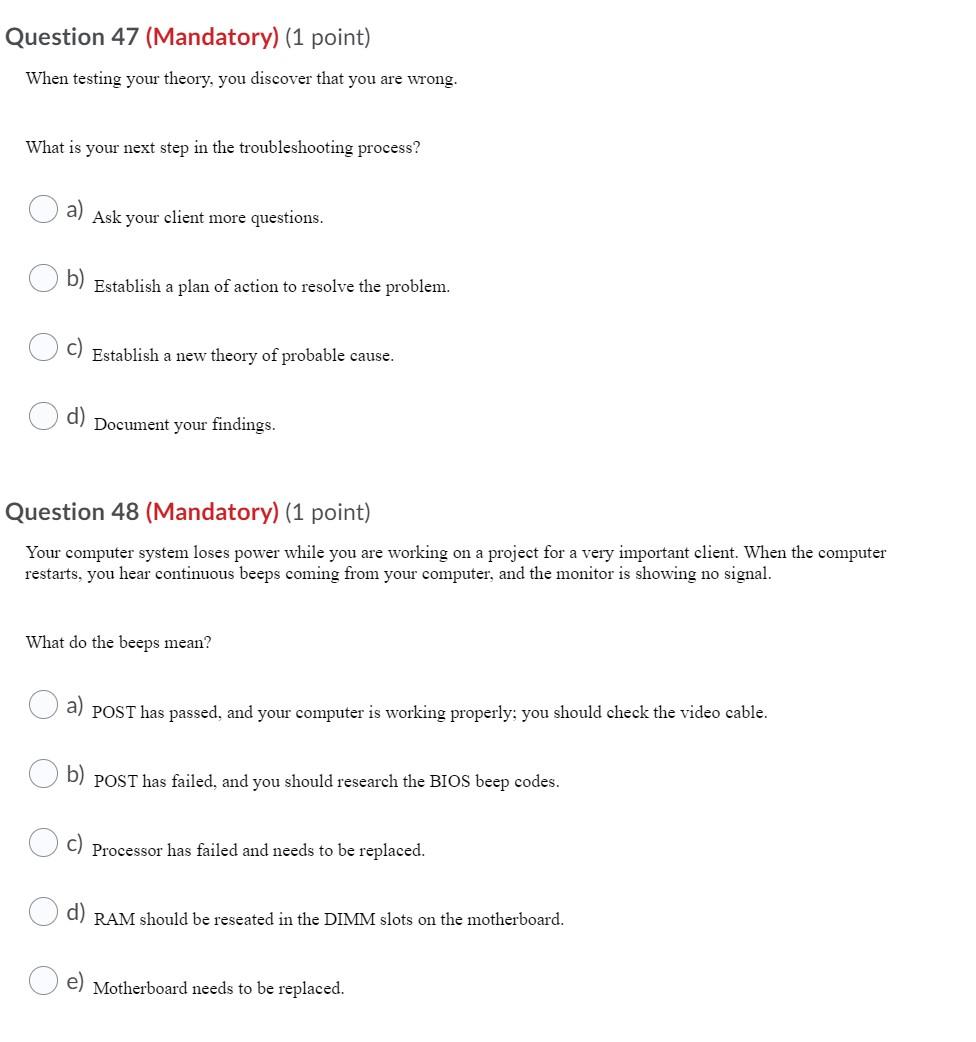 Solved Question 43 (Mandatory) (1 point) What connector has | Chegg.com