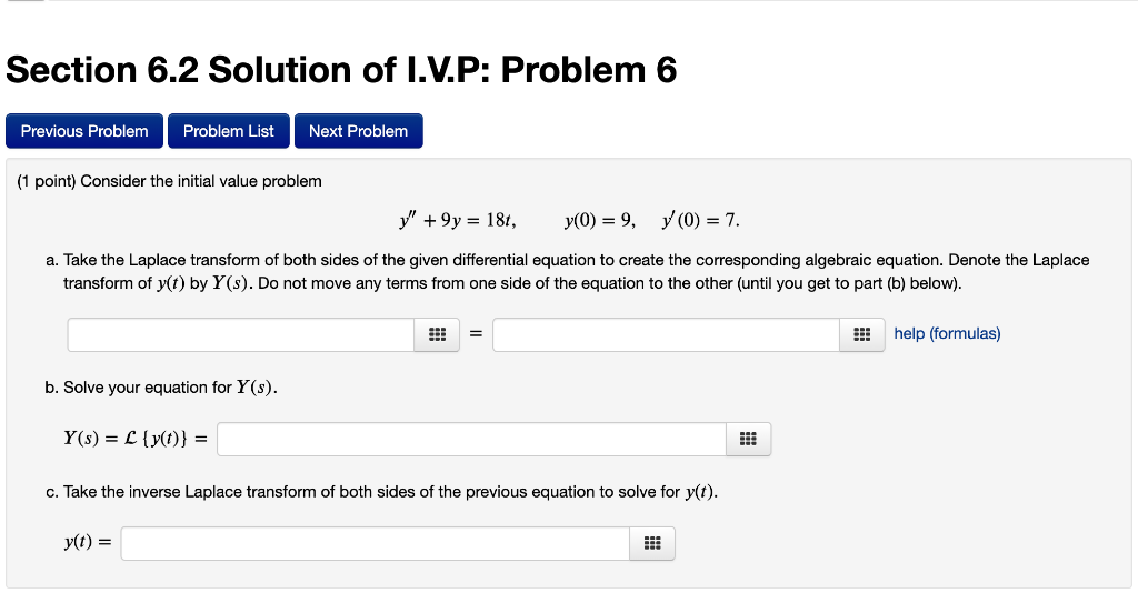 Solved Section 6.2 Solution of I.V.P: Problem 6 Previous | Chegg.com