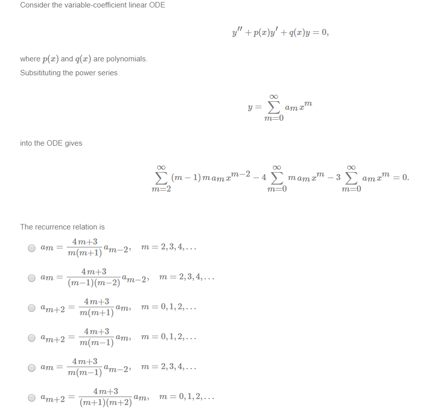 Solved Consider the variable-coefficient linear ODE y" | Chegg.com