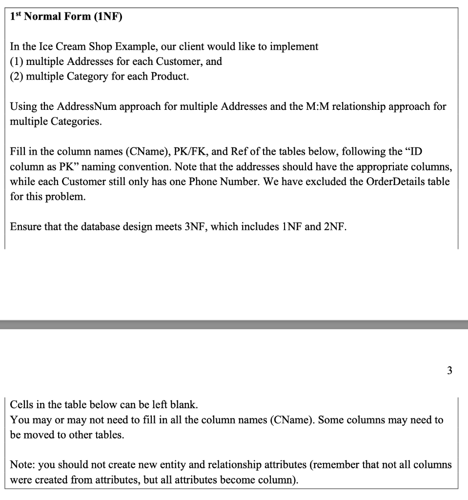 Solved In the Ice Cream Shop Example, our client would like | Chegg.com