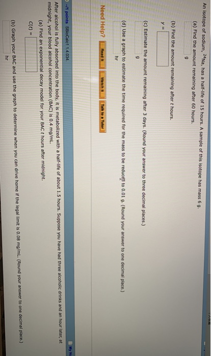 Solved An isotope of sodium, 24Na, has a half-life of 15 | Chegg.com