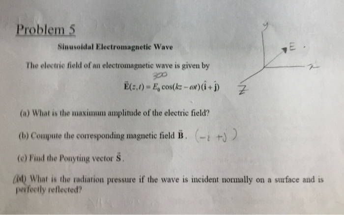 Problem 5 Sinusoidal Electromagnetic Wave The | Chegg.com