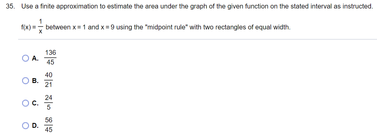 Solved 35. Use a finite approximation to estimate the area | Chegg.com