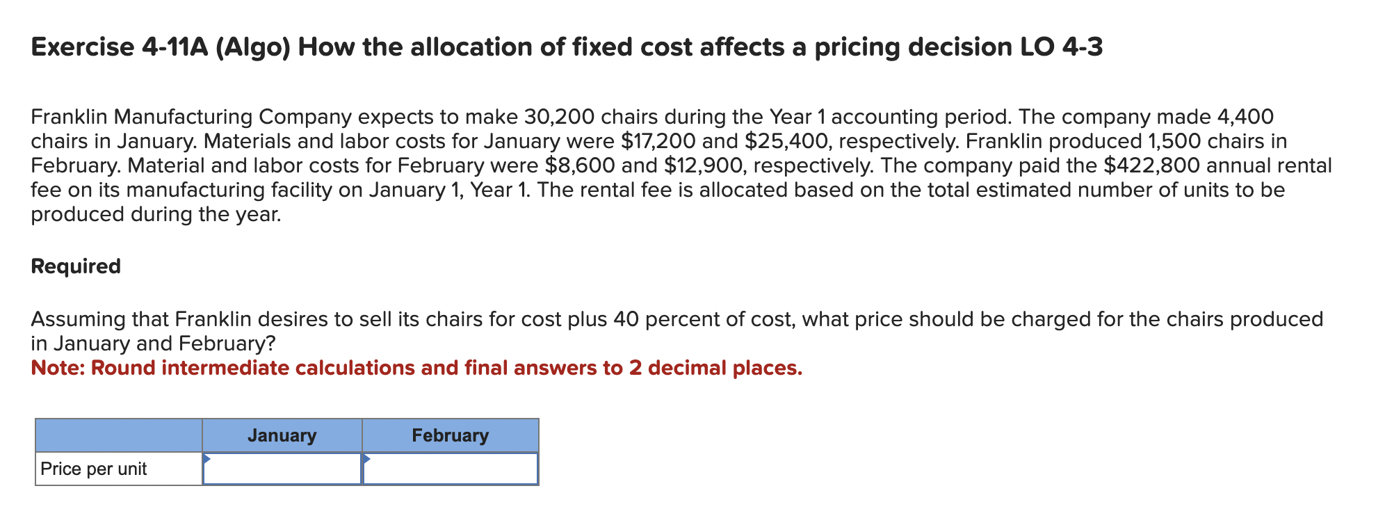 Solved Exercise 4-11A (Algo) How the allocation of fixed | Chegg.com