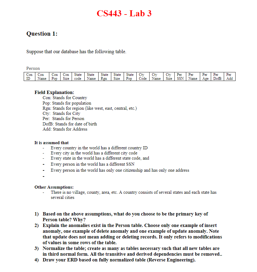 Solved Suppose that our database has the following table. | Chegg.com