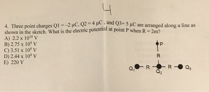 Solved Three point charges Q1 = -2 mu C, Q2 = 4 mu C. and | Chegg.com