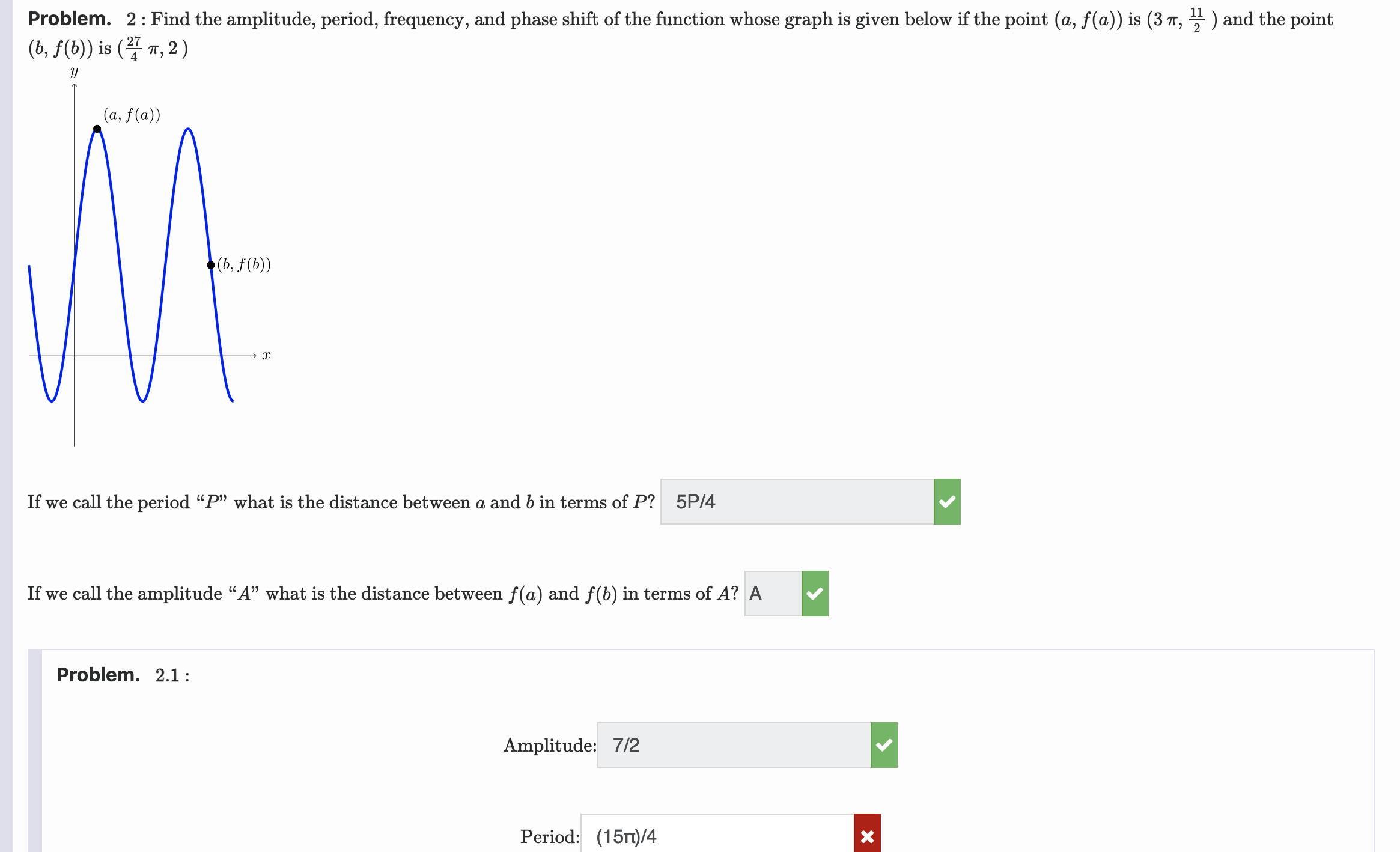 Solved I specifically need help finnding the period and | Chegg.com
