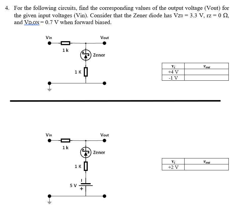 Solved 4. For the following circuits, find the corresponding | Chegg.com