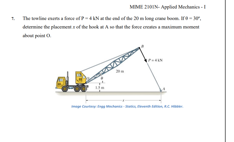Solved The towline exerts a force of P=4kN at the end of the | Chegg.com