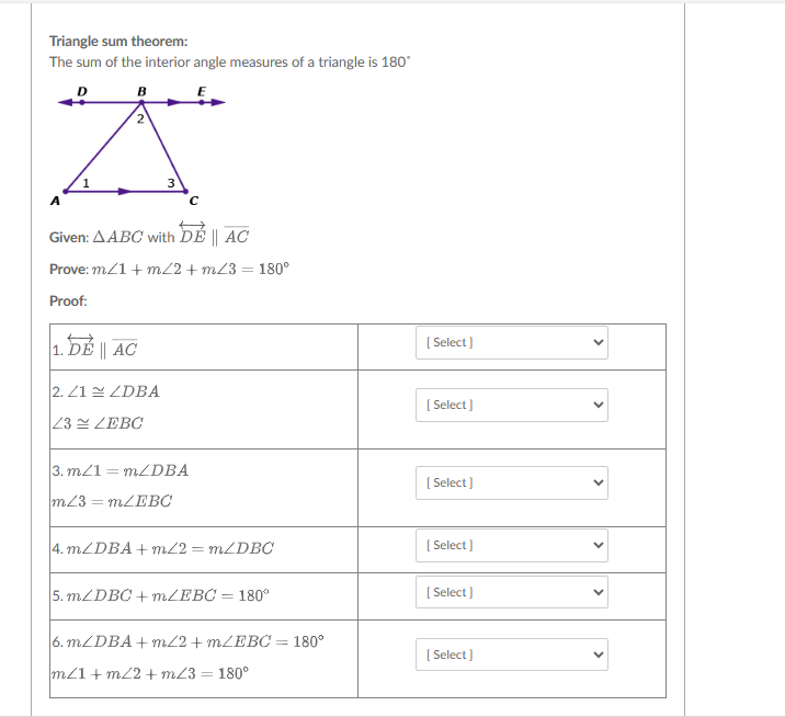 Solved Triangle sum theorem:The sum of the interior angle | Chegg.com