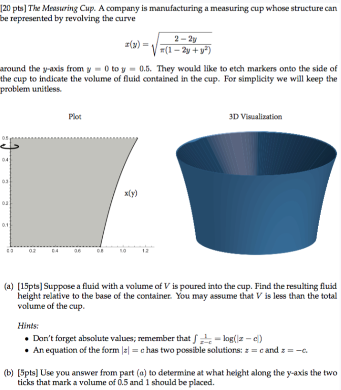 Solved [20 pts] The Measuring Cup. A company is | Chegg.com