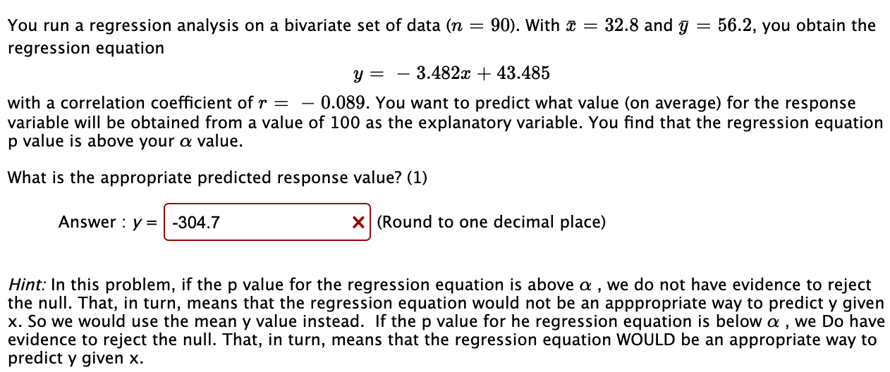 Solved You Run A Regression Analysis On A Bivariate Set Of Chegg