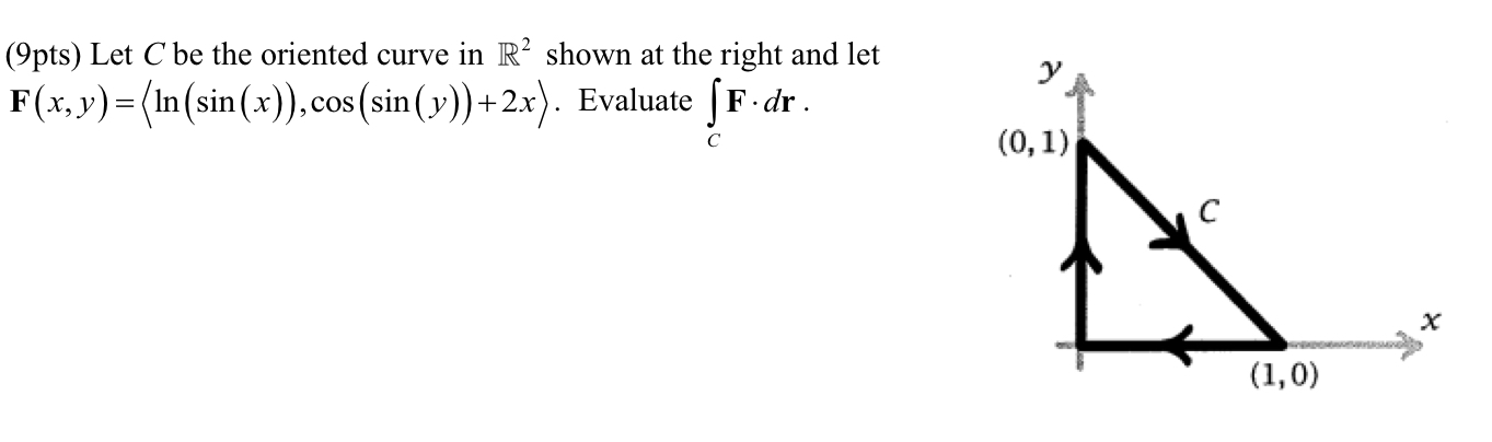 Solved (9pts) Let C be the oriented curve in R2 shown at the | Chegg.com