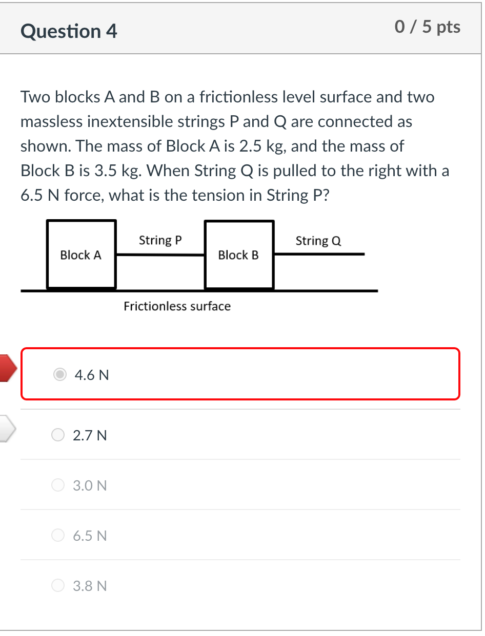 Solved Question 4 0/5 pts Two blocks A and B on a | Chegg.com