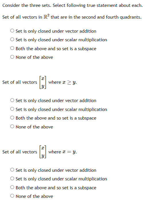 Solved Consider the three sets. Select following true | Chegg.com