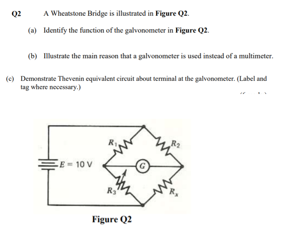 Solved Q2 A Wheatstone Bridge is illustrated in Figure Q2. | Chegg.com