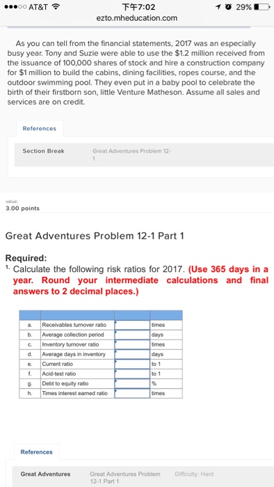 [Question & Answer] 下午7:02 ezto.mheducation.com AT&T令 Income statement ...