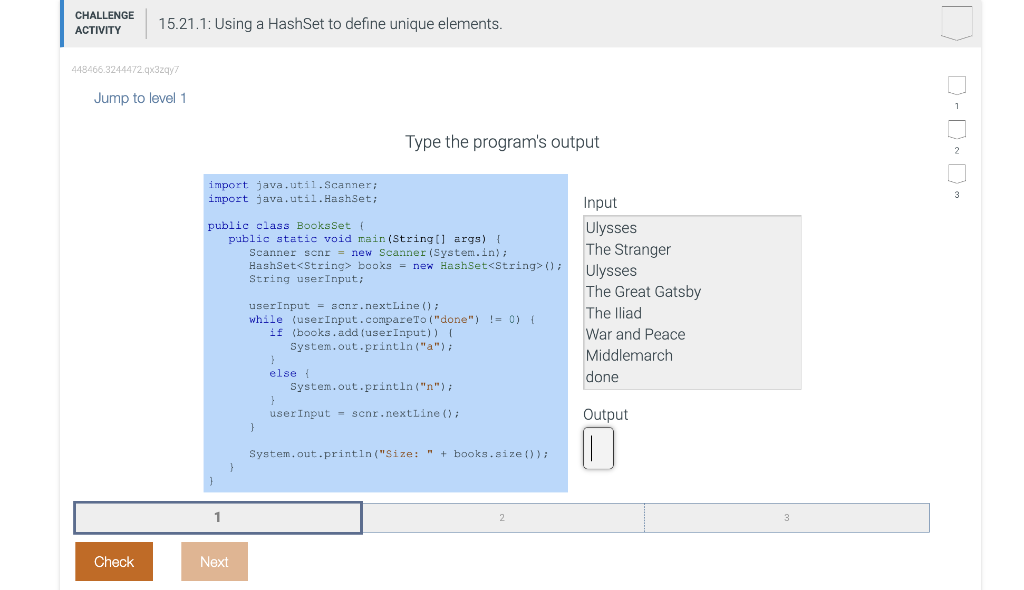 Solved Type the program's output 15.21.1: Using a HashSet | Chegg.com