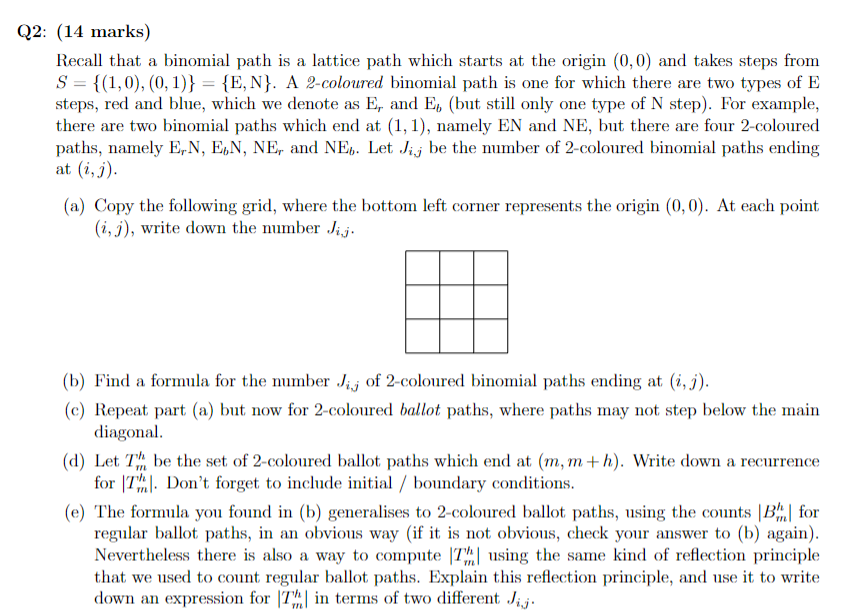 (14 marks) Recall that a binomial path is a lattice | Chegg.com
