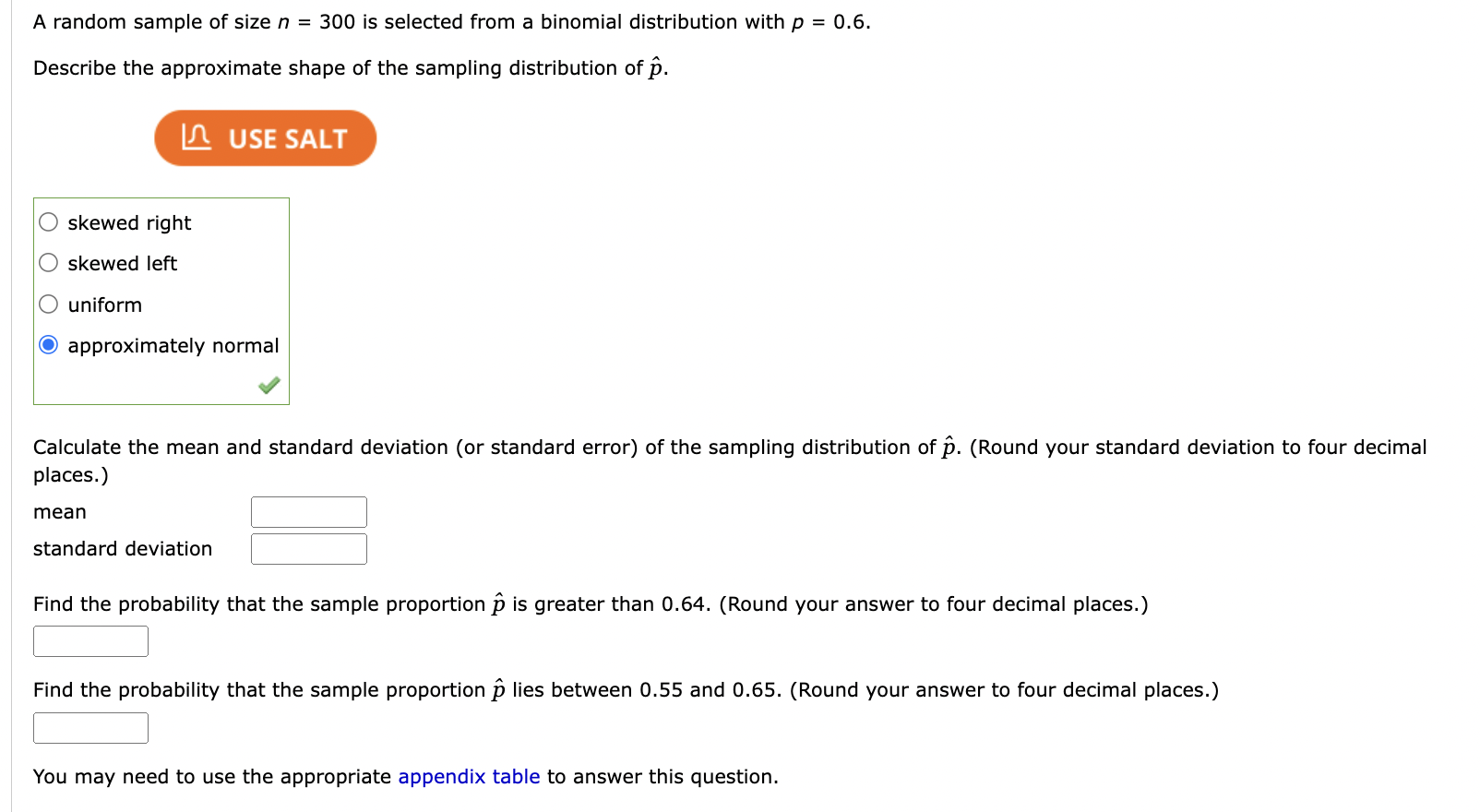 Solved A random sample of size n=300 is selected from a | Chegg.com