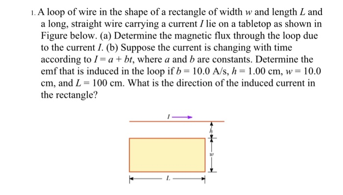 Solved 1. A loop of wire in the shape of a rectangle of | Chegg.com