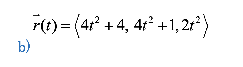 Solved r(t)= 4t2+4,4t2+1,2t2 | Chegg.com