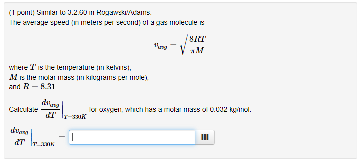 Solved The Average Speed in Meters Per Second Of A Gas Chegg