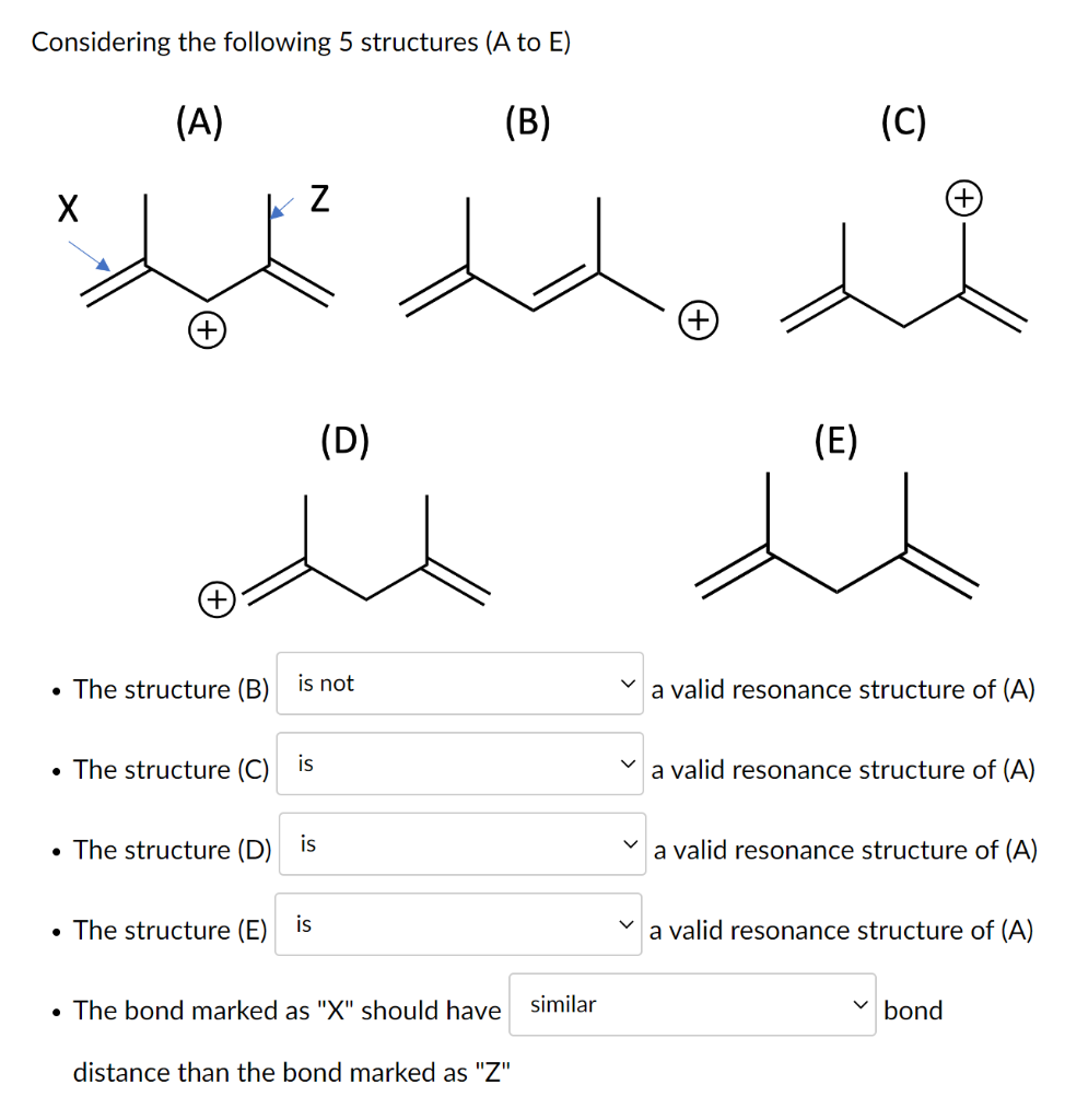 Solved Considering the following 5 structures (A to E ) (A) | Chegg.com