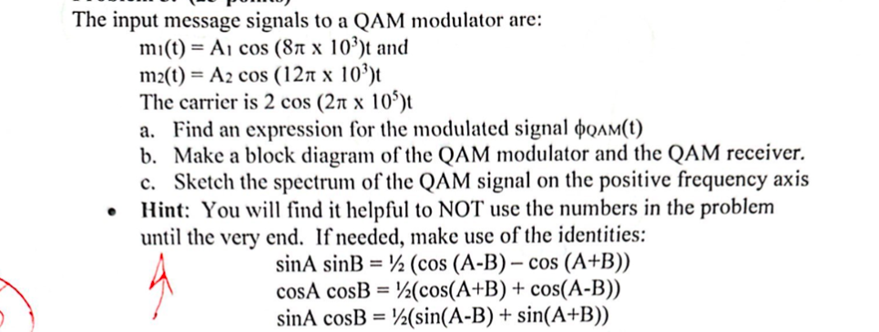 Solved The input message signals to a QAM modulator are: | Chegg.com
