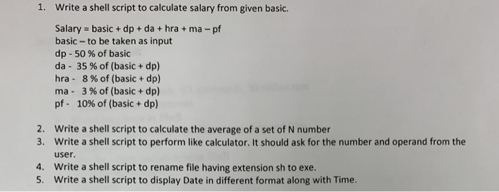 1 Write A Shell Script To Calculate Salary From 