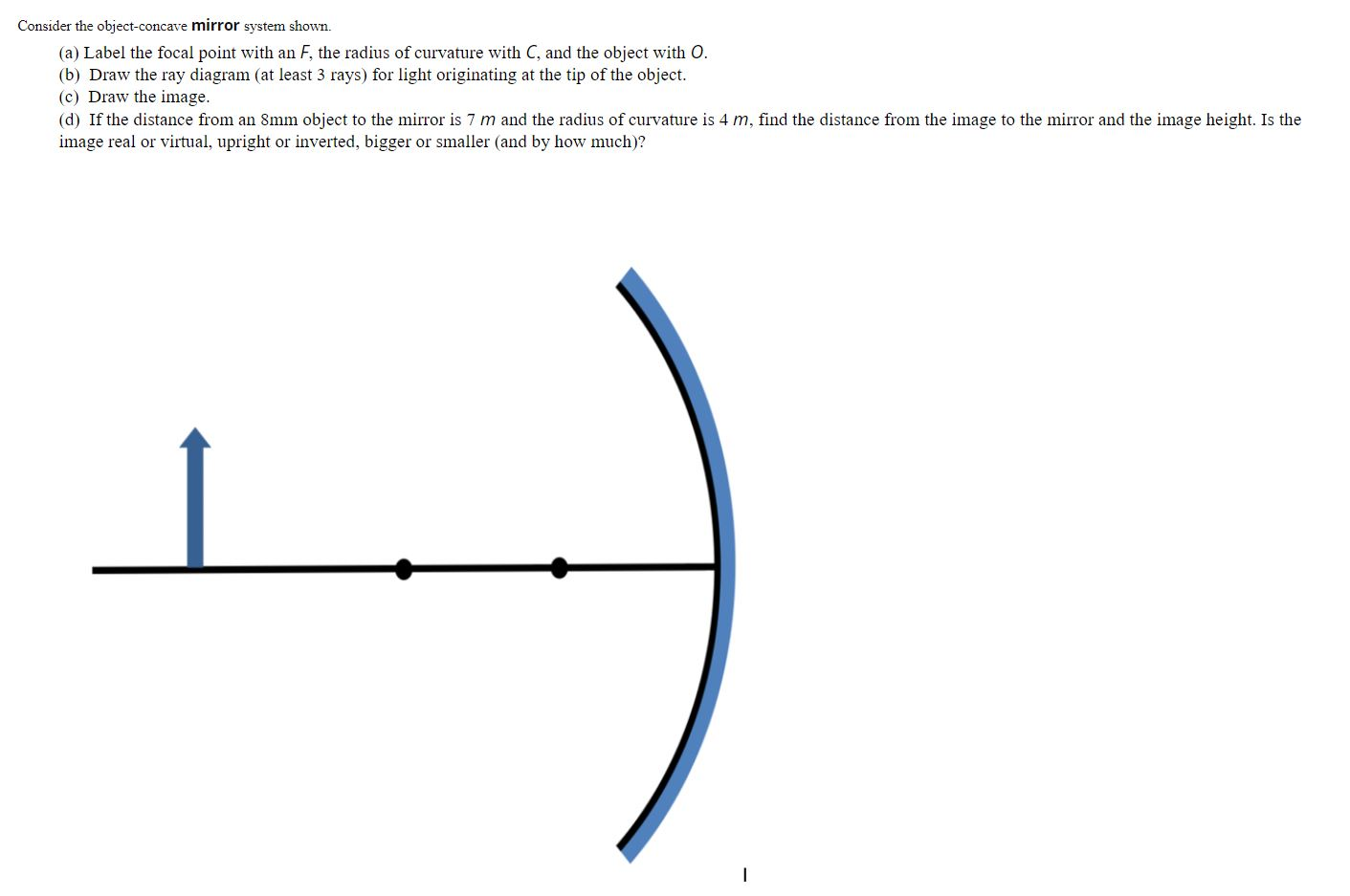 Solved Consider the object-concave mirror system shown. (a) | Chegg.com