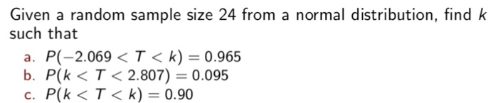 Given a random sample size 24 from a normal | Chegg.com