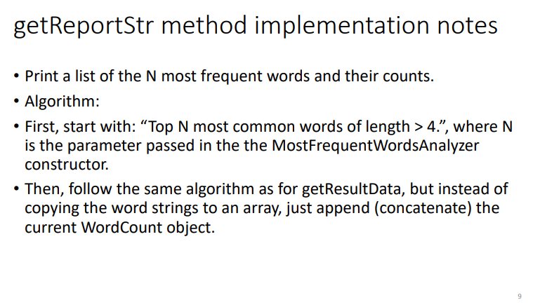 Project 6: Text Analyzer A Framework for Analyzing | Chegg.com