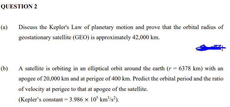 Solved QUESTION 2 (a) Discuss the Kepler's Law of planetary | Chegg.com