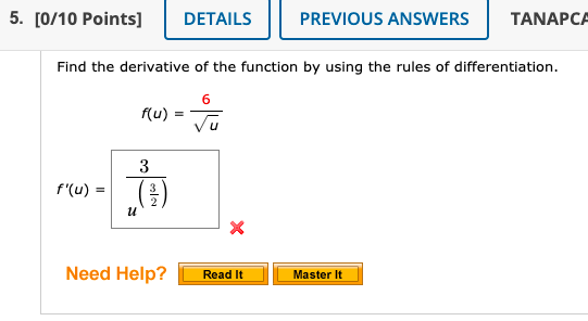 Solved 5. [0/10 Points] DETAILS PREVIOUS ANSWERS TANAPCA | Chegg.com