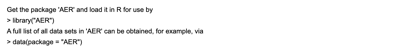 Get the package 'AER' and load it in R for use by > | Chegg.com